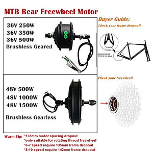 CSCbike MTB E-Bike Conversion Kit 36V 48V Mountain Electric Bicycle Rear Wheel Conversion Parts with SW900 Display Controller PAS Brake Lever(48v1000w, 29in(700c))