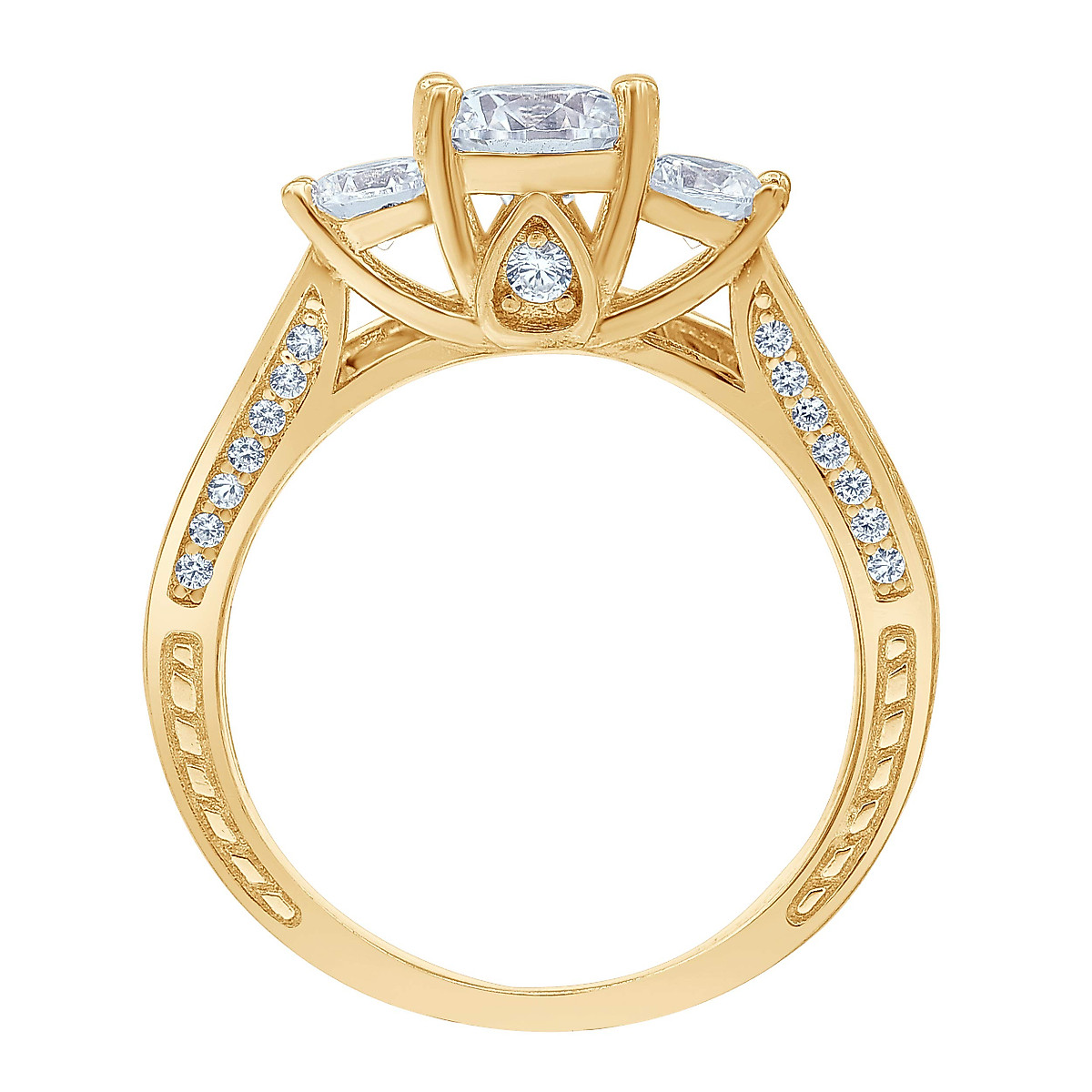 La4ve Diamonds Beyond Brilliance Beyond Brilliance Round Cut AAA Cubic Zirconia Engagement Ring Bridal Set for Women | Yellow Gold Plated Silver Ring | Fashion Jewelry for Her | Gift Box Included