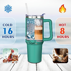 qoepfnsh Nurse 40 oz Tumbler with Handle - Stainless Steel Insulated Travel Coffee Mug Cup - Green - 40oz Tumblers with Lid and Straw - Nurse Gifts for Women