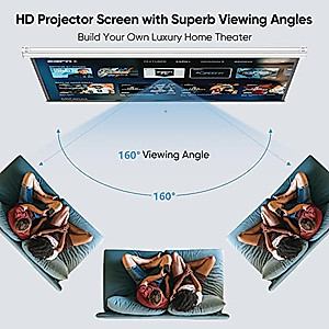 100'' HD Photon Projector Screen 16:9 - Auto-Locking Projection Screen for 4K 3D 1080P HD, ROCK4D Manual Projector Screen Pull Down for Home Cinema Theater Office Education Outdoor Indoor Movies