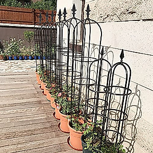 Garden Obelisk Trellis for Climbing Plants, Rustproof Plastic Coated Metal Plant Support, Garden Tower Trellis Indoor Potted Plant, Tomato Plant Cage for Support Rose, Vegetable Vines(1 Pack)