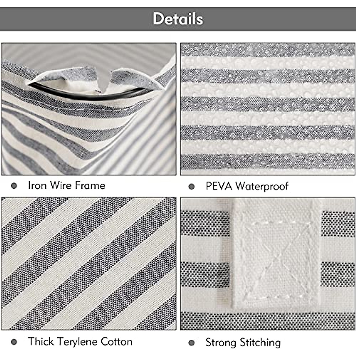 DOKEHOM 80L [2 Pack] Freestanding Laundry Hamper with Handle, Collapsible Large Cotton Storage Basket for Clothes (Grey)