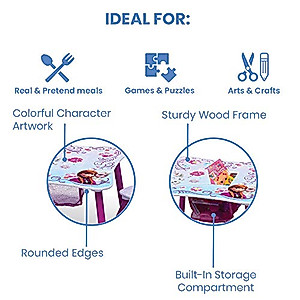 Delta Children Kids Table and Chair Set With Storage (2 Chairs Included) - Ideal for Arts & Crafts, Snack Time, Homeschooling, Homework & More, Disney Frozen