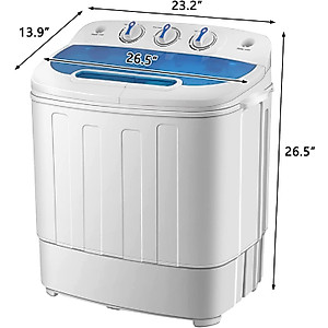 ROVSUN 15LBS Portable Washing Machine, Electric Washer and Dryer Combo with Washer(9lbs) & Spiner(6lbs) & Built-in Pump Draining for Home RV Camping Dorm College Apartment