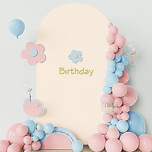 Asee'm 7.2FT Wedding Arch Cover Beige Fitted Spandex Cover 2-Sided Round Top Chiara Backdrop Stand Covers for Party Ceremony Birthday Banquet Decoration