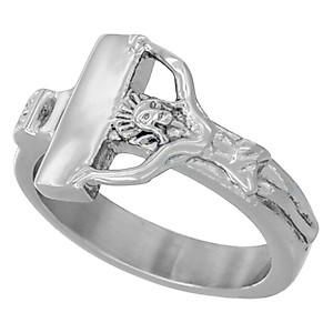 Sabrina Silver Stainless Steel Crucifix Ring High Polished 1/2 inch wide, size 7.5