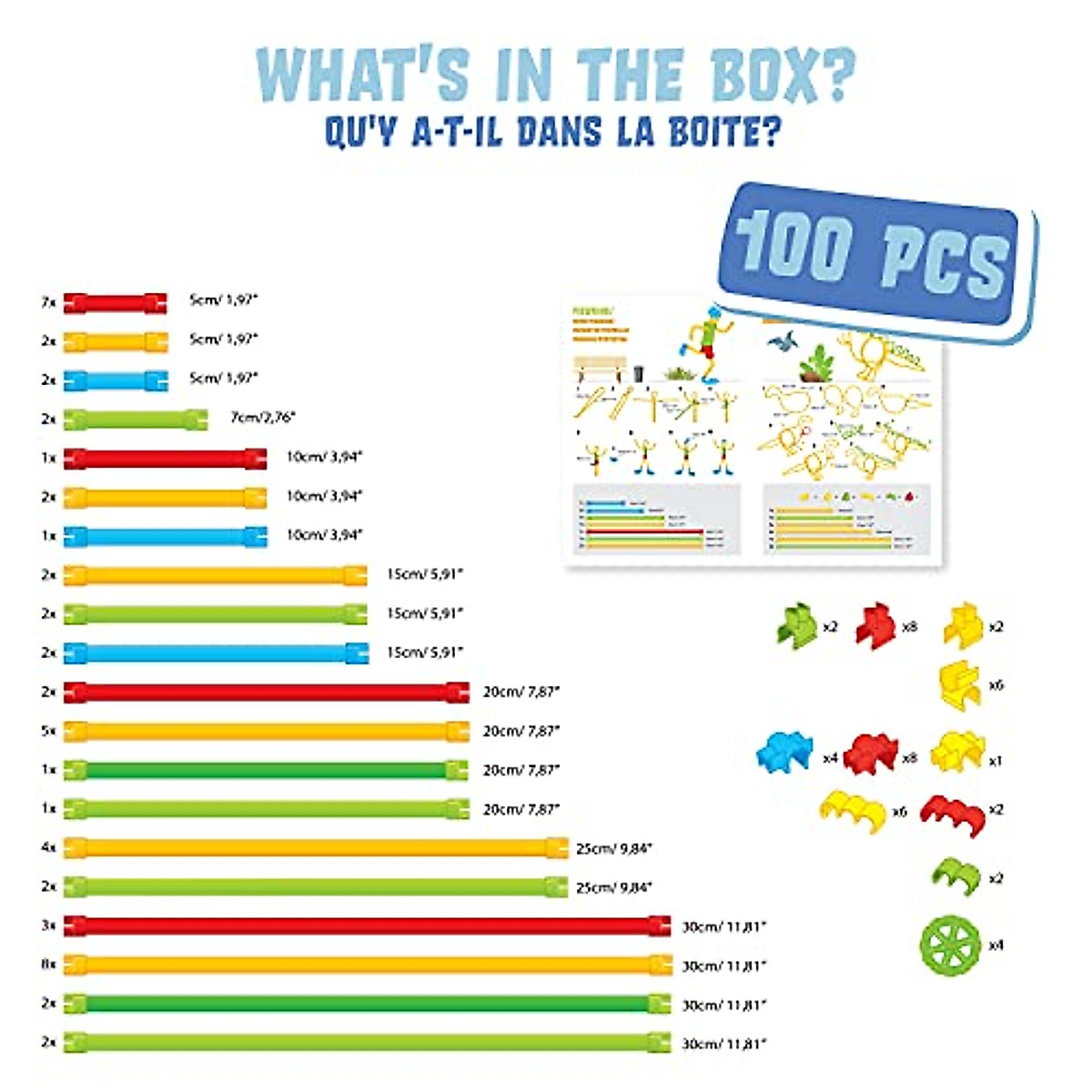 spaghetteez Craft kit for Kids from 4 Years, Sensory Toys for Boys and Girls, Ideal as a Gift, Flexible Construction Toys for Arts and Crafts in a Set of 100 Pieces