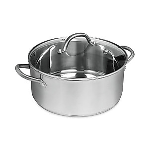 Pro Stainless Steel 7.5-Qt. Dutch Oven with Glass Lid in Silver