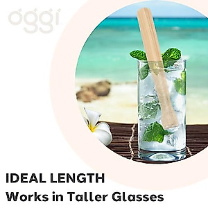 OGGI Long Muddler for Cocktails, Wooden, 8.5"/22cm - Ideal Bartender Accessories, Cocktail Accessories, Drink Muddler, Wood Muddler