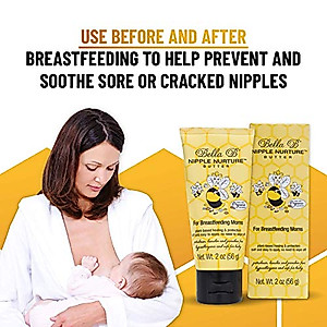 Bella B Nurturing Nipple Butter 2 oz - Organic Nipple Cream For Breastfeeding - Natural Nipplecreams For Breastfeeding - Breastfeeding Nipple Cream - Nipple Cream For Breastfeeding Organic