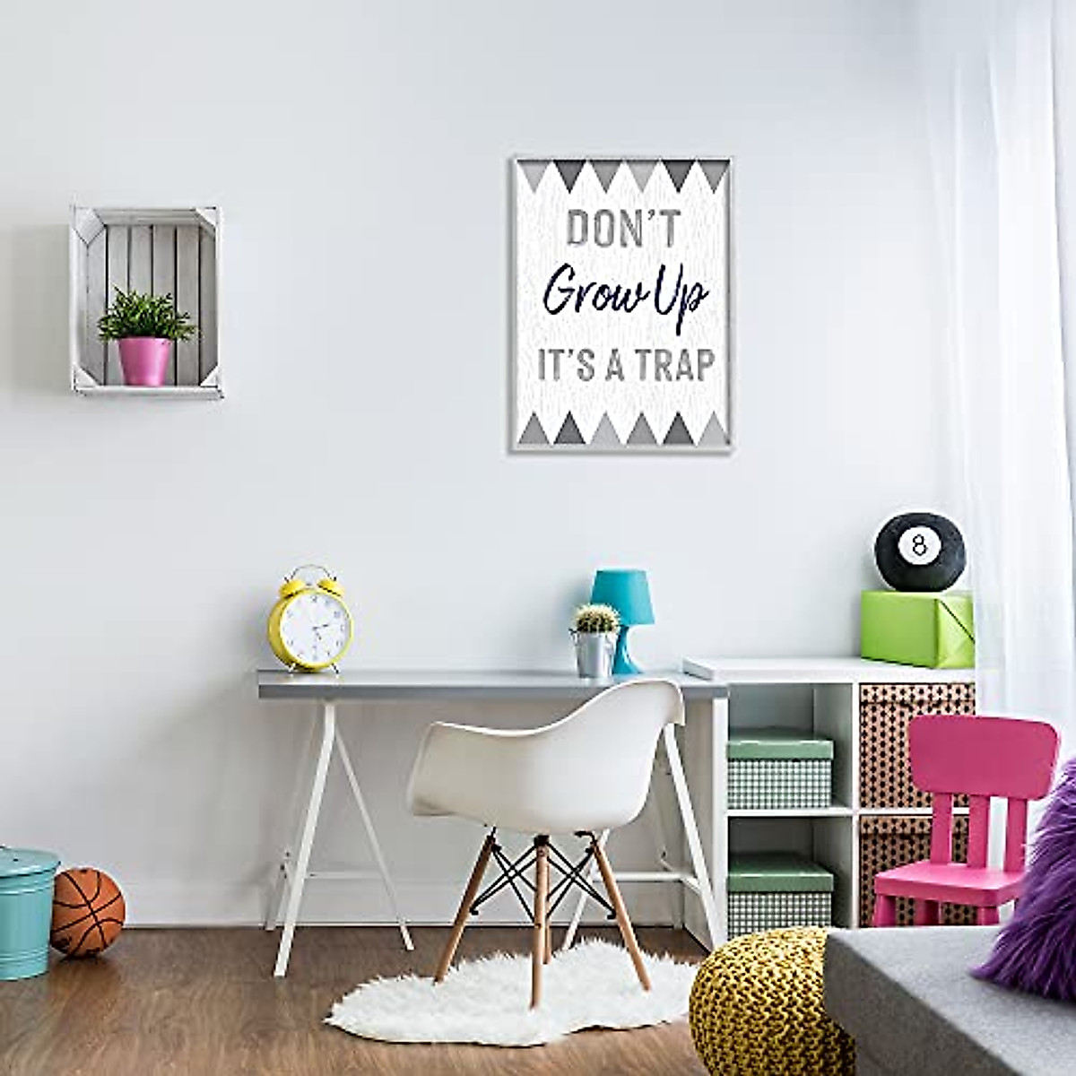 Stupell Industries Growing Up is A Trap Phrase Rustic Triangles, Designed by Ashley Calhoun Gray Framed Wall Art, 24 x 30, Grey