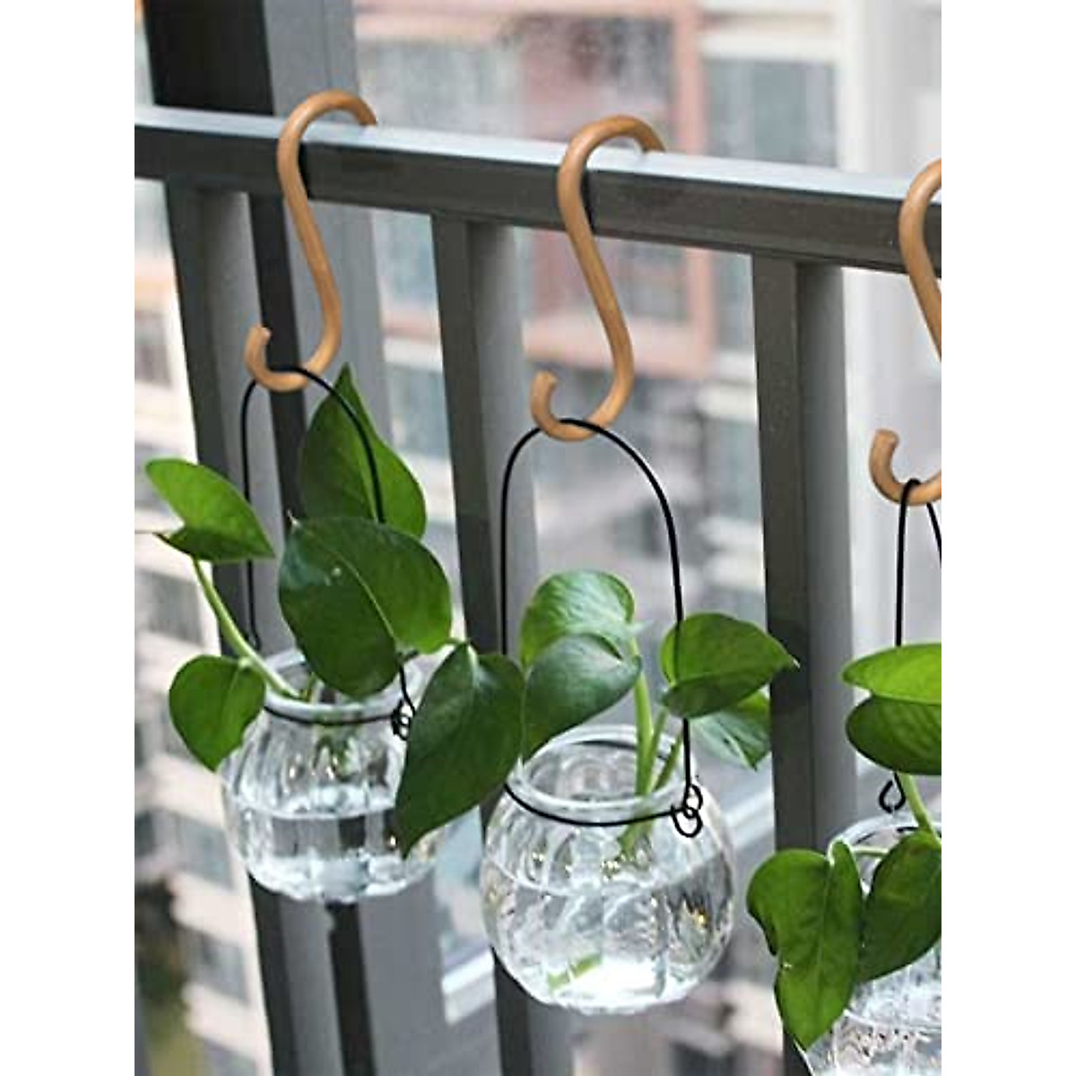 HomeyHandcraft 8 Pack 6 Inch Rattan S Hooks for Hanging, Hangers S Shaped Hooks for Bags, Clothes, Plants, Utensils, Cups, Mugs, Pans, Pots, Kitchenware