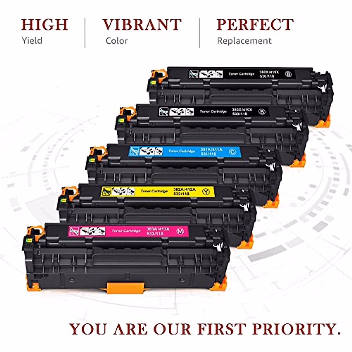 Toner Kingdom Remanufactured Toner Cartridge Replacement for HP 305 305A 305X 312 312A 312X 304A for HP Laserjet Pro 400 300 Color MFP M451dn M451nw M475dn M476nw M476dw M351A M375nw Printer (5 Pack)