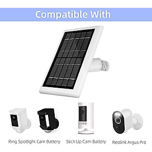 Ring Camera Solar Panel Charger,5W Solar Panels for Ring Stick Up Cam/Ring Spotlight Cam Battery/Spotlight Cam Plus/Spotlight Cam Pro/Outdoor Wireless Security Camera (1, White)