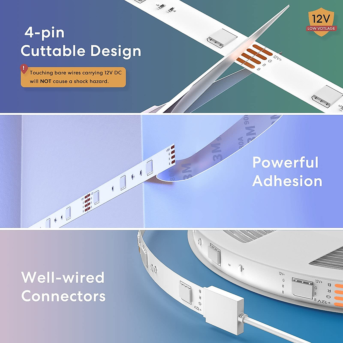 Smart LED Strip Lights Works with Apple HomeKit, 16.4ft WiFi RGB Strip, Compatible with Siri, Alexa&Google and SmartThings, App Control, Color Changing Led Strips for Home, Bedroom, Kitchen, TV, Party