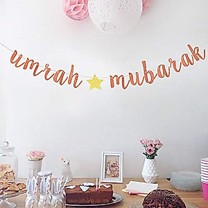 Glittery Umrah Mubarak Banner, Eid Mubarak Banner, Eid Party Decorations 2023, Muslim Ramadan Hanging Sign Home Office