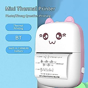 KGG Portable Mini Printer Pocket Wireless Bluetooth Thermal Printers with 9 Rolls Printing Paper for Photo Receipt Label Memo Wrong Question Notes QR Code Inkless Printing with iOS Android APP Pink