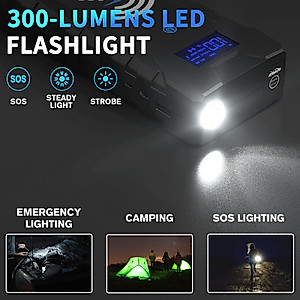 JOMGAND JW401 Jump Starter 2000A Car Battery Charger 22000mAh 12V Lithium Car Battery Booster Pack Portable Car Jump Starter with Wireless Charger Up to 8L Gas and 6L Diesel Engines