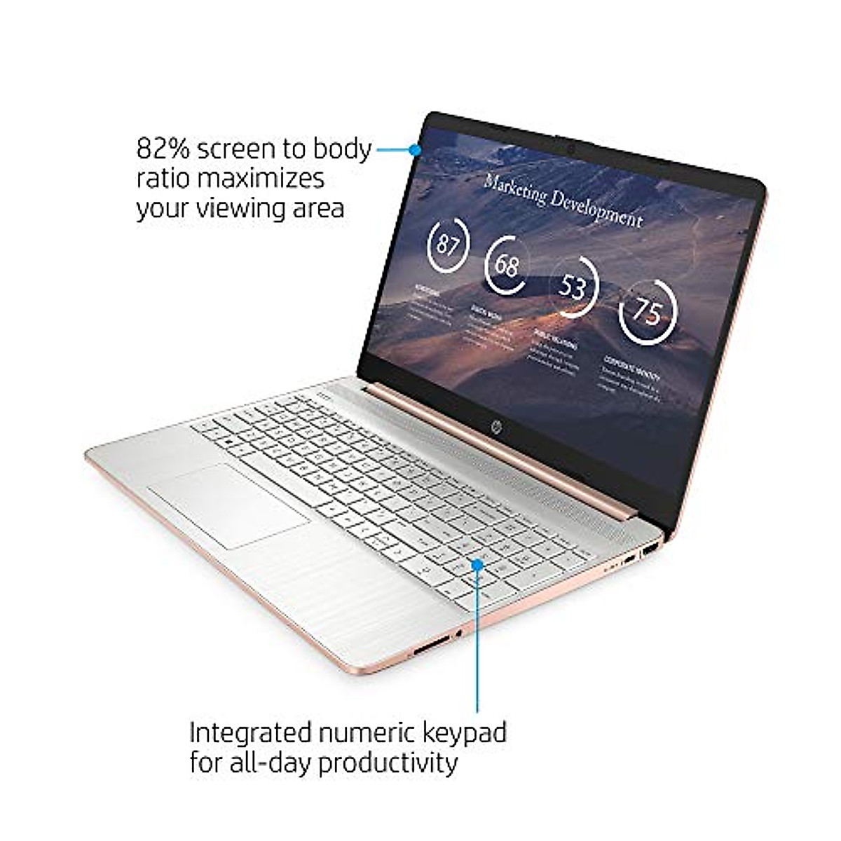HP 15.6 inch HD Micro-Edge Business Laptop, AMD Ryzen 5 3500U, Windows 10 Pro, 12GB RAM, 256GB SSD, Wi-Fi, Bluetooth, Webcam, HDMI, SD Reader, | 32GB Tela USB Card, Rose Gold