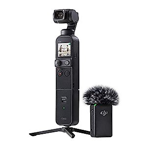 DJI Pocket 2 Creator Combo - 3 Axis Gimbal Stabilizer with 4K Camera, 1/1.7” CMOS, 64MP Photo, Pocket-Sized, ActiveTrack 3.0, Glamour Effects (Renewed)