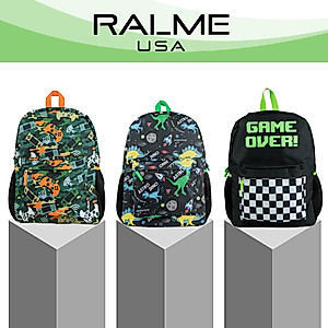 RALME Game Over Gamer Backpack for Boys, 16 inch, Black