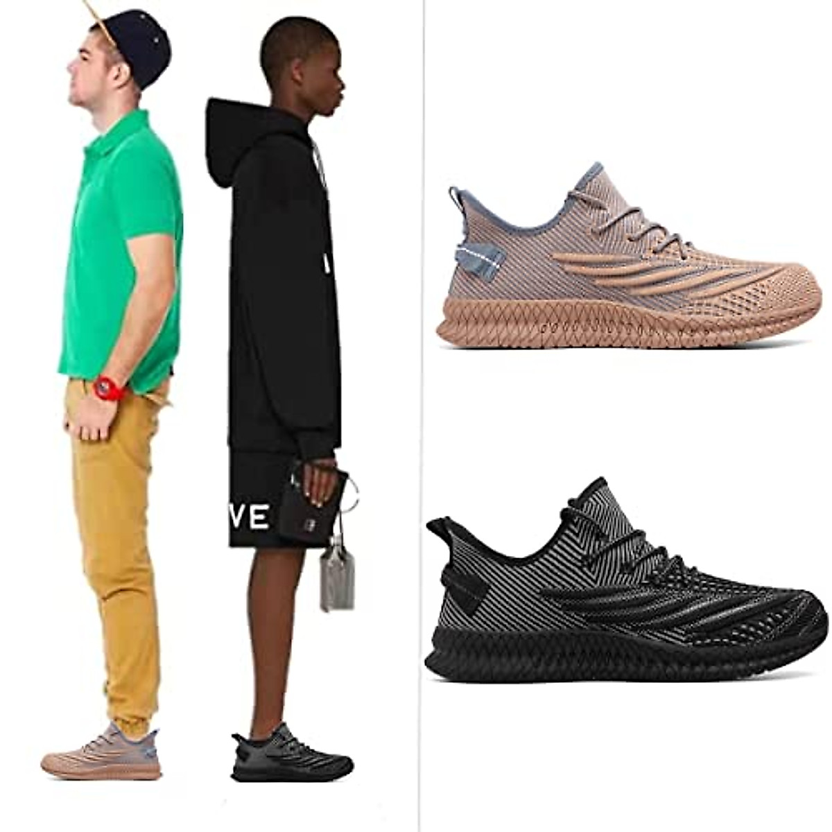 WEITE Mens Slip On Walking Shoes Fashion Sneakers for Men - Running Shoes for Men Lightweight Breathable Non Slip Mesh Gym Tennis Comfortable Arch Support Athletic Sneakers (Earthy,14)