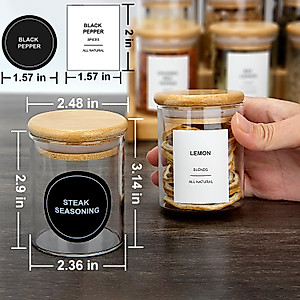JuneHeart 32 PCS Glass Spice Jars with Bamboo Lids and 194 Waterproof Labels, 4oz Clear Food Storage Containers for Kitchen Sugar Salt Coffee Beans