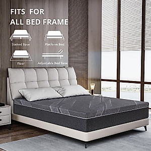 CH CHARME HOUSE Bamboo-Charcoal Full Memory Foam Mattress 12 Inch, Liquid Gel Mattress for Cool Sleep and Relieve Pressure, Bed in a Box, Made in USA, 54”x75”x12”, Black