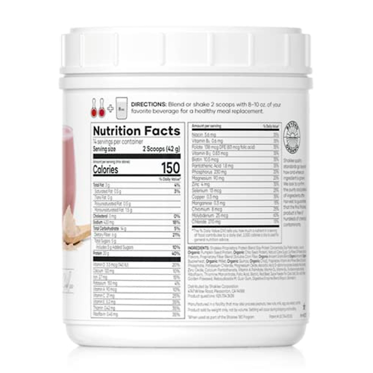 Shaklee Life Energizing Shake Delicious Non-GMO Protein Shake with pre- and probiotics - Strawberry