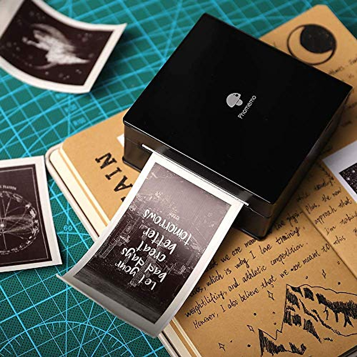 Phomemo M02 Pro Mini Bluetooth Thermal Pocket Printer with 3 Rolls Adhesive White/Transparent/Semi-Transparent Paper, Compatible with iOS + Android for Plan Journal, Study Notes, DIY, Work, Gift