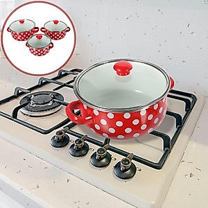 STOBAZA Enamel Stock Pot with Lid, Retro Cooking Pot for Stove Non Stick Soup Pot Induction Pasta Pot Vintage Soup Pot with Handles for Induction Cookers Gas Stove