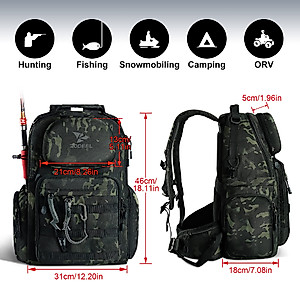 Rodeel Large Storage Backpack Fishing Hiking Tackle Backpack, Saltwater Resistant Fishing Bags