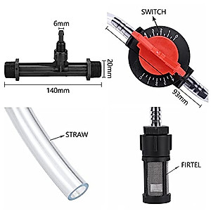Ciglow Irrigation Venturi Fertilizer Injectors, Garden Irrigation Device Kit G3/4 Fertilizer Injector + Switch + Filter + Water Tube