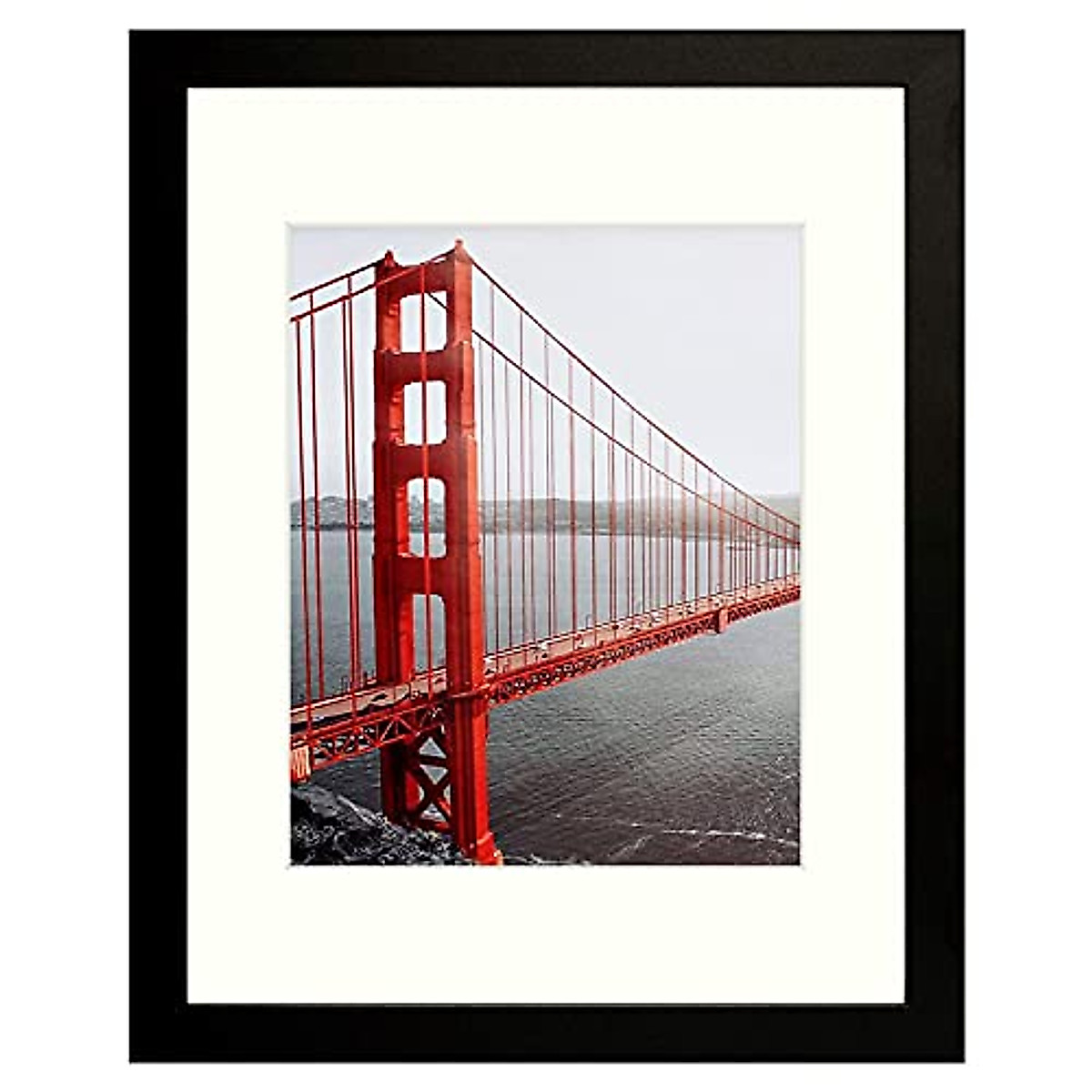 Frametory, 11x14 Picture Frame - Made to Display Pictures 8x10 with Mat or 11x14 Without Mat - Wide Molding - Pre-Installed Wall Mounting Hardware (Black, 1 Pack)