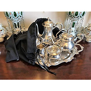 15.00 Savings, TarnishSTOP, USA Made, Bundle (3) Anti-Tarnish Prevention Cloth Storage Bags (Small, Medium and Large) + (1) Gigantic Silver Polishing Cloth For Silverplate & Sterling Silver, Blue