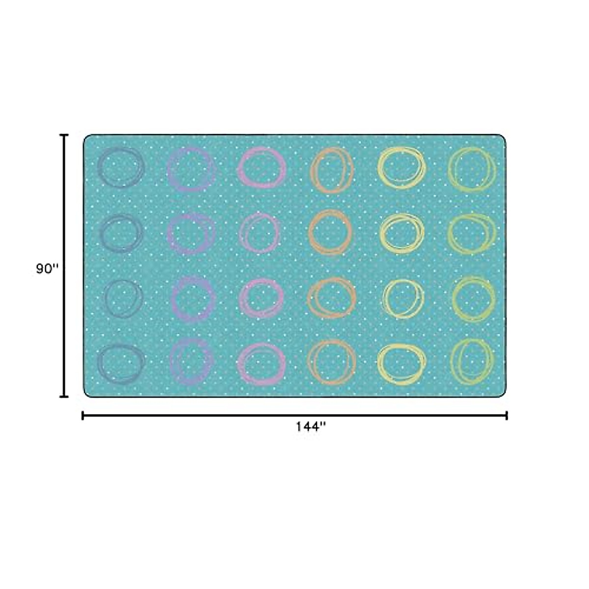 Flagship Carpets Smiley Circle Sampler Abstract Educational Area Rug for Kids Room Seating Décor, Children's Classroom, Play Carpet for Teaching and Playroom, Seats 24, 7'6"x12', Blue & Multi