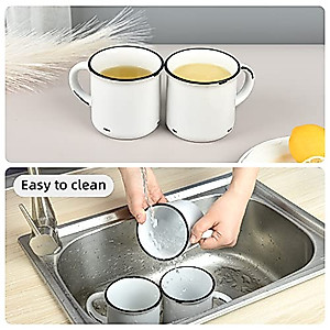 Bycnzb 15oz white Campfire Ceramic Mugs Set of 4 for coffee tea old design