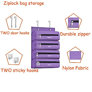Ziplock Bag Organizer Compatible with Ziploc Gallon, Quart, Sandwich & Snack Food Storage Bag, Kitchen Plastic Bag Storage Organizer for Kitchen RV Camper (Purple)