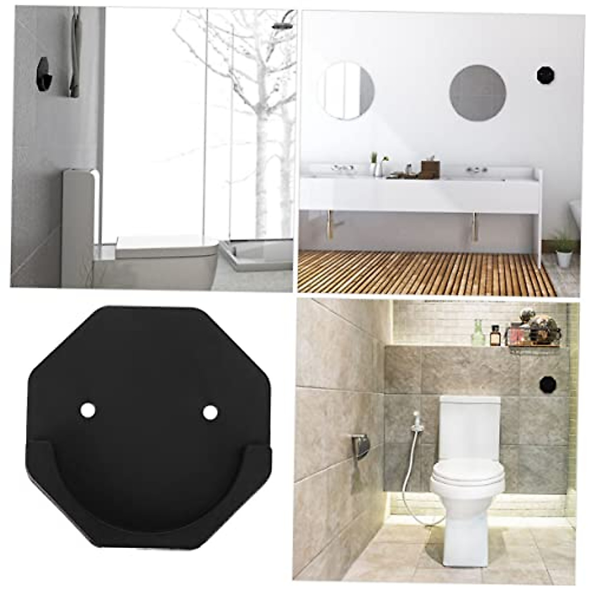 Alipis 1 Set Shower Curtain Holder Shower Curtain Hook Round Curtain Rods Shower Curtain Holders Curtain Rod Holder Simple Rod Holder Curtain Rod Mounts Abs Large Hanging Bracket Black