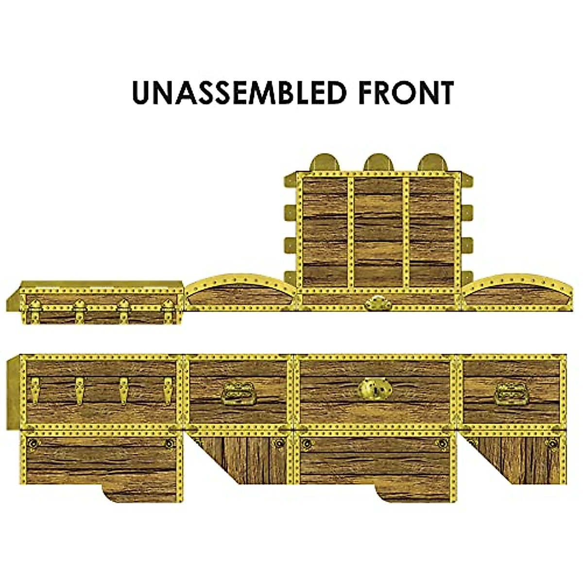 Beistle Novelty Three Dimensional Treasure Chest Treat Box Pirate Theme Party Favors, 8" x 5½" x 5½", Multicolored