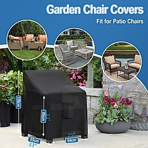 GARPROVM Patio Chair Cover 2 Pack, Outdoor Stack Chairs Covers Waterproof Winterproof Garden Chair Covers,420D Oxford Fabric Furniture Covers for Lounge Chair Armchairs, 33.46" D x 25.2" W x 47.24" H