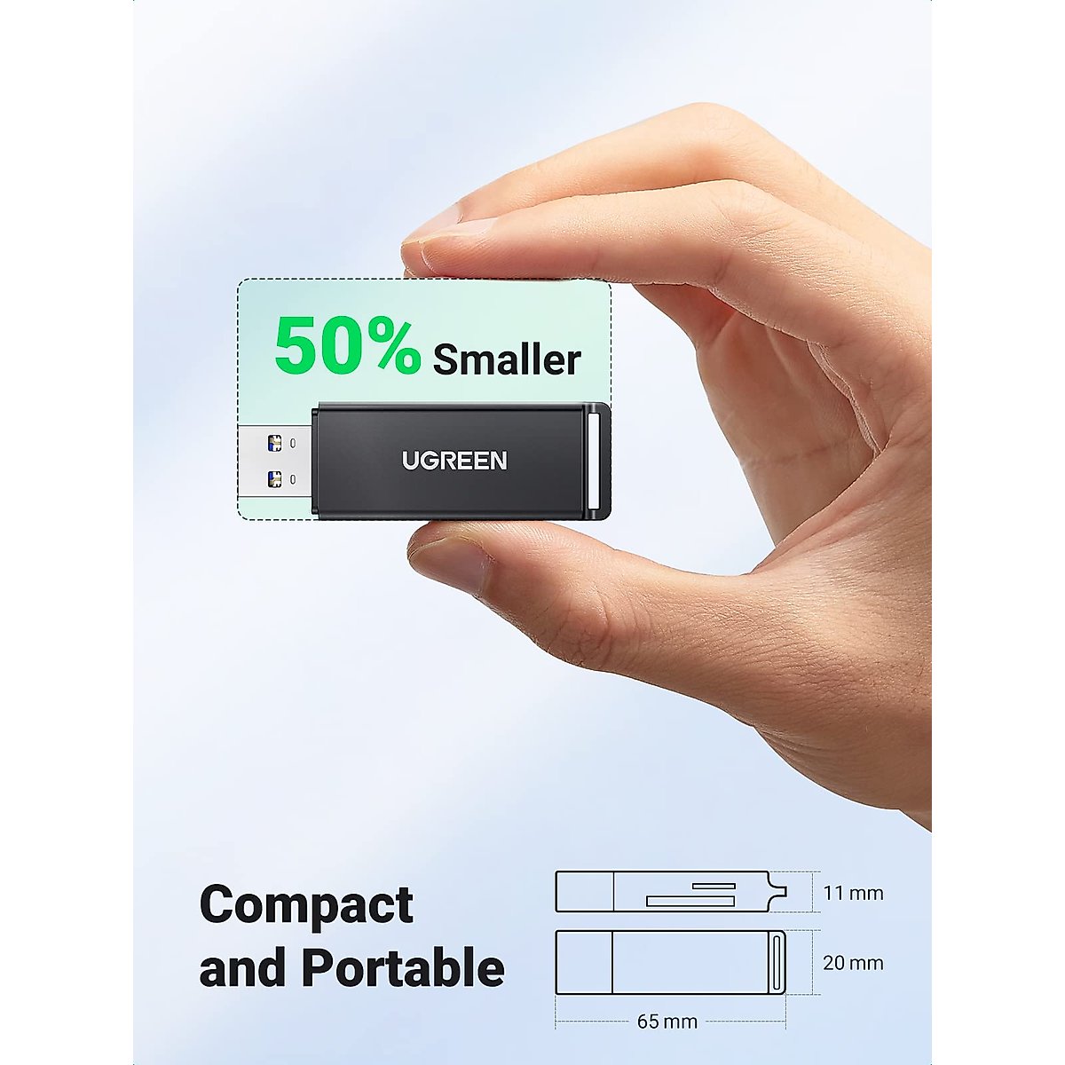 UGREEN SD Card Reader Portable USB 3.0 Dual Slot Flash Memory Card Adapter Hub for TF SD Micro SD SDXC SDHC MMC RS-MMC Micro SDXC Micro SDHC UHS-I for Mac Windows Linux Chrome PC Laptop