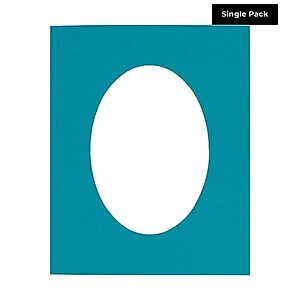 17x21 Mat Bevel Cut for 14x18 Photos - Precut Teal Blue Oval Shaped Photo Mat Board Opening - Acid Free Matte to Protect Your Pictures - Bevel Cut for Family Photos, Pack of 1 Matboard Show Kit With