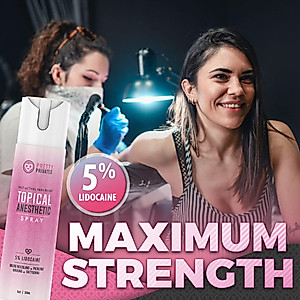 Pretty Privates Lidocaine Spray - Premium Numbing Spray for Waxing, Tattoos, Piercings, Microblading - Relief in 5-15 Mins - Maximum Strength - Topical Anesthetic - 1oz