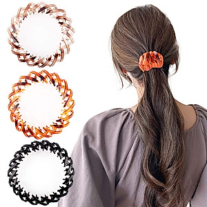 Bird Nest Magic Hair Clip, TOBATOBA 3 Pcs Lazy Bird's Nest Plate Expandable Bun Maker Curling Ponytail Holder and Hair Accessories for Women and Girls
