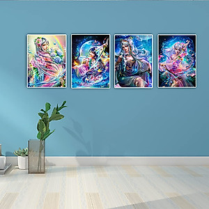 4 Pcs Fairy Diamond Painting Kits 30x40CM Easy Diamond Painting Kits for Beginners DIY Fairy Cross Stitch Kits Angel Diamond Art 5D Round Diamond Art Kits Diamond Dots Flower Elf Picture Art Crafts