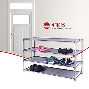Home Basics 20 Pair Non-Woven Shoe Rack (4-Tier Wide)