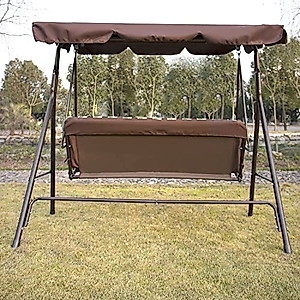 Walsport Outdoor Swing Chairs for Adults Patio Swings with Canopy 3 Person Seating Chair Porch Swing with Stand and Chair Cushion Steel Frame Outdoor Glider Hammock Bench Swing Backyard Furniture