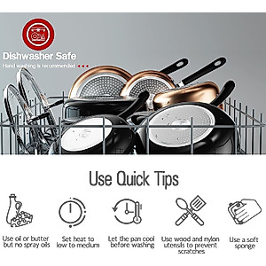 Cook N Home 8"/10"/12" 3 Pieces Frying Saute Pan Set with Non-stick Coating and Induction Compatible bottom, Black