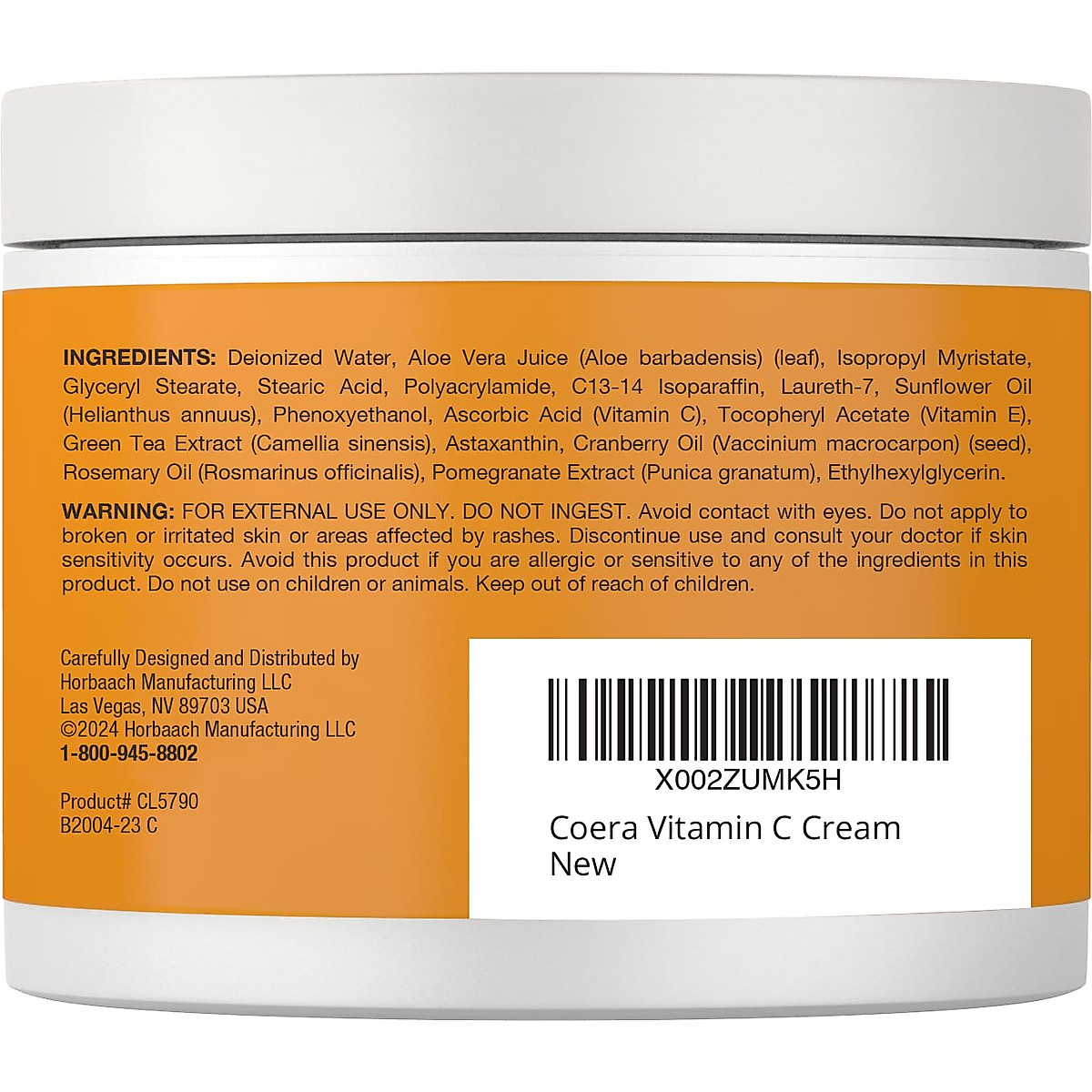 Coera Vitamin C Cream | 4oz | Brightening + Firming Formula | Free of Parabens, SLS & Fragrances | Dark Spot Masker for Face, Skin & Eyes | Packaging May Vary